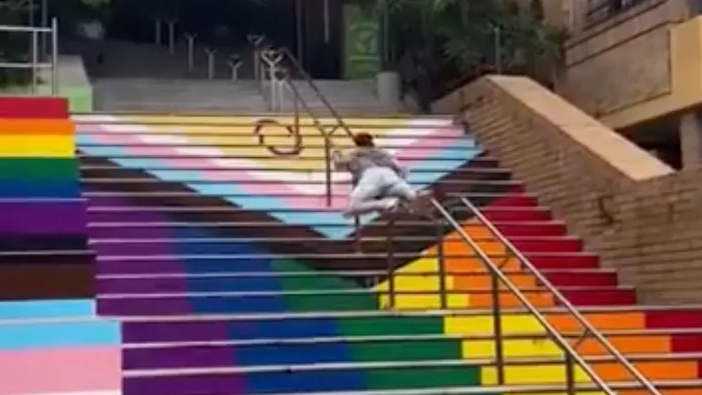 Hate Climb? Aussie Man Avoids Rainbow-Painted Stairs by Crawling Up ...